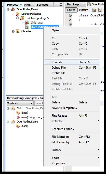 Method Overridding in Java Using Netbeans IDE